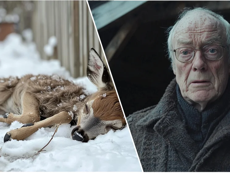 Mann trifft im Schneesturm auf gefrorenes Reh - Sehen Sie, was dann geschah